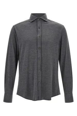 Brunello Cucinelli Cotton And Silk Shirt - Gray