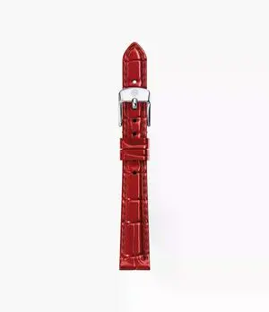 Michele 12mm Ruby Croco-calf Embossed Leather Strap - Red