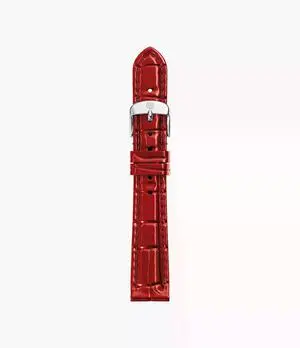 Michele 14mm Ruby Croco-calf Embossed Leather Strap - Red