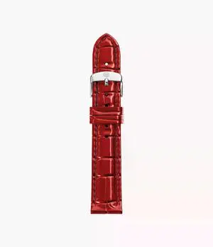 Michele 16mm Ruby Croco-calf Embossed Leather Strap - Red