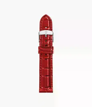 Michele 18mm Ruby Croco-calf Embossed Leather Strap - Red
