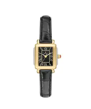 Michele Deco Madison Mini Leather Watch - Black