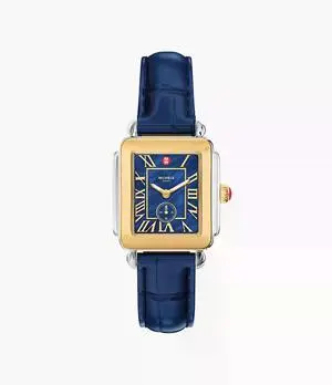 Michele Deco Sport Mid Navy Leather Watch