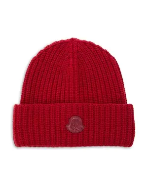 Moncler Ribbed Beanie Hat - Medium Red