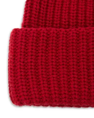 Moncler Ribbed Beanie Hat - Medium Red