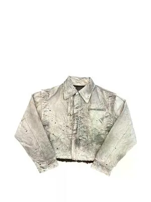SEKRIT Chopper Paint-splatter Denim Jacket - Grey