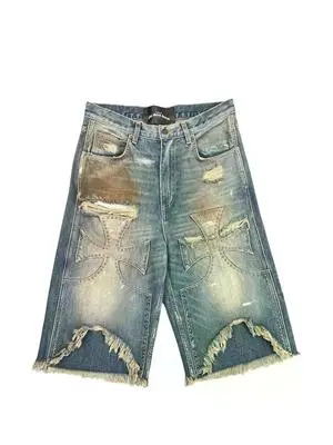 SEKRIT Chopper Studded Denim Shorts