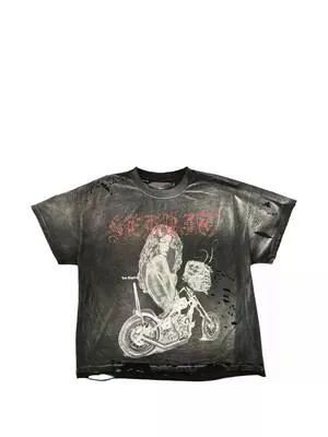 SEKRIT Distressed Graphic-print T-shirt