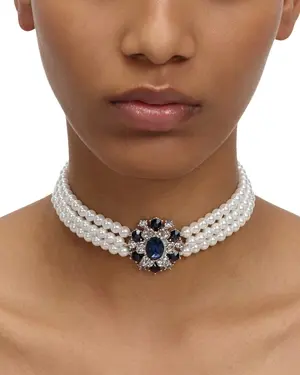 SELF-PORTRAIT Crystal Imitation Pearl Choker, 11.9