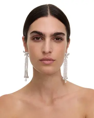 SELF-PORTRAIT Crystal Bow Drop Earrings