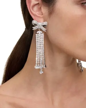 SELF-PORTRAIT Crystal Bow Drop Earrings