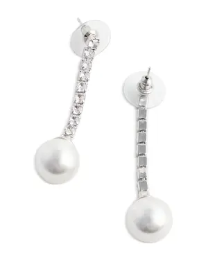 SELF-PORTRAIT Crystal & Imitation Pearl Linear Drop Earrings