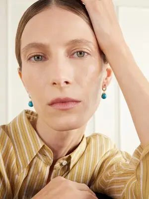 OCTAVIA ELIZABETH 18-karat Gold, Turquoise And Diamond Earrings