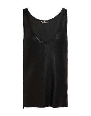 Elisabetta Franchi Woman Top Silver Size 8 Viscose Black