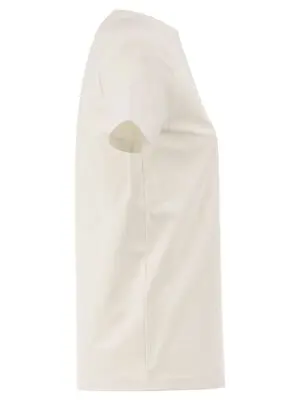 Max Mara Mxmpanfilo Stretch Cotton T-shirt With Tonal Logo - White