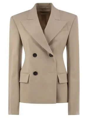 Sportmax Spxfresia Tailored Double-breasted Stretch Wool Blazer - Cream