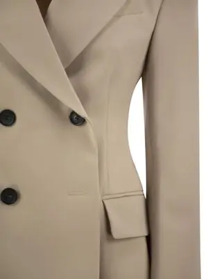 Sportmax Spxfresia Tailored Double-breasted Stretch Wool Blazer - Cream