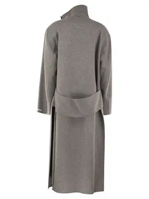 Sportmax Spsassenso Long Virgin Wool Coat With High Neck - Gray