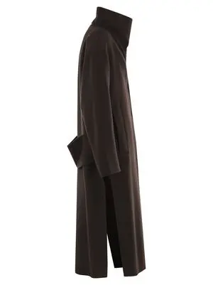 Sportmax Spsassenso Long Virgin Wool Coat With High Neck - Brown