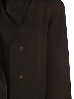 Sportmax Spsassenso Long Virgin Wool Coat With High Neck - Brown