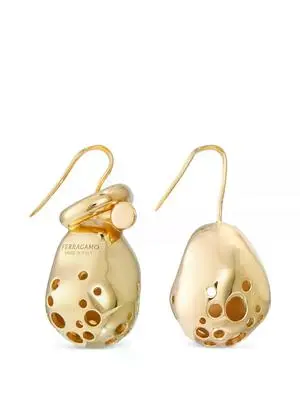 FERRAGAMO Sculptural Cutout Drop Earrings - Gold