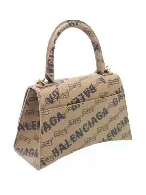Balenciaga 2018-2026 Small Bb Monogram Coated Canvas Hourglass Top Handle Bag Satchel