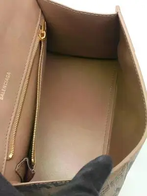 Balenciaga 2018-2026 Small Bb Monogram Coated Canvas Hourglass Top Handle Bag Satchel