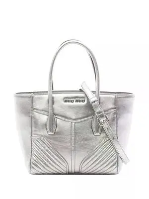 Miu Miu 2010-2026 Nappa Biker Twin Pocket Satchel - Silver