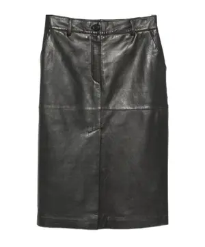 P.a.r.o.s.h Panelled Leather Midi Skirt - Black