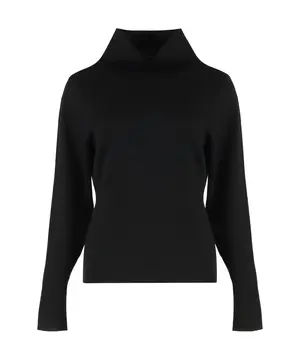 P.a.r.o.s.h High-neck Flared-sleeve Knit Top - Black