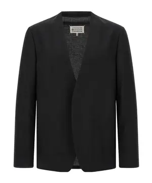 MAISON MARGIELA Collarless Signature Four-stitch Jacket - Black