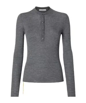 Fendi Gray Melange Wool Ribbed Sweater - Grey