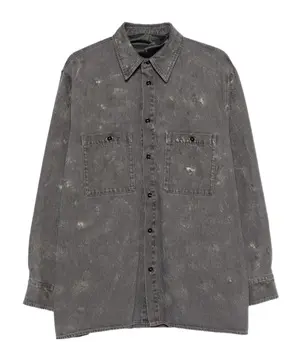 MAISON MARGIELA Distressed Buttoned Denim Jacket - Black