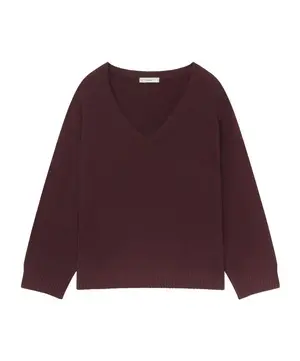 FRAME The Cashmere Relaxed V Sweater - Blackcurrant