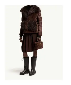 Moncler Drawstring Faux Fur Puffer Coat