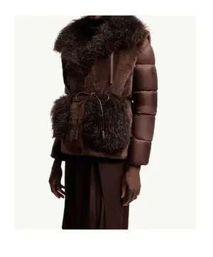 Moncler Drawstring Faux Fur Puffer Coat