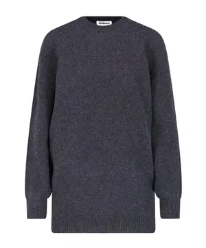 JIL SANDER Ribbed Crewneck Knitted Sweater - Grey