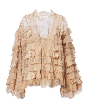 Zimmermann Lace-trimmed Ruffled Silk Blouse - No