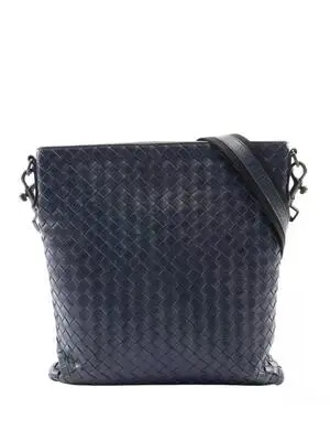 Bottega Veneta 2012-2026 Leather Intrecciato Crossbody Bag - Blue