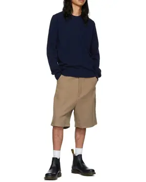 Comme Des Garçons Navy Blue Round Neck Long-sleeved Sweater