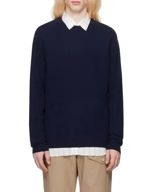 Comme Des Garçons Navy Blue Round Neck Long-sleeved Sweater