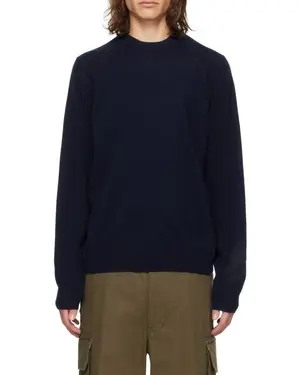 Comme Des Garçons Navy Blue Round Neck Long-sleeved Sweater