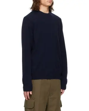 Comme Des Garçons Navy Blue Round Neck Long-sleeved Sweater