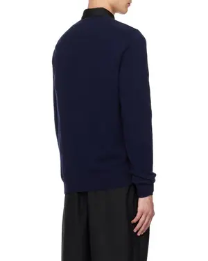 Comme Des Garçons Navy Blue Round Neck Long-sleeved Sweater