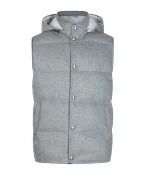 Eleventy Hooded Quilted Gilet - Light Gray