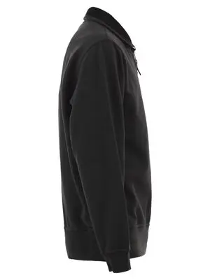 Stone Island Cotton Sweatshirt With High Neck And Half Zip - Black