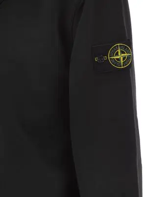 Stone Island Cotton Sweatshirt With High Neck And Half Zip - Black