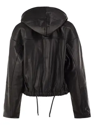 Sportmax Spxkabala Cropped Leather Hooded Jacket