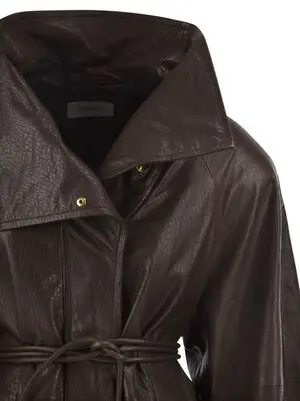 Sportmax Spsalaggio Lamb Leather Jacket With High Neck And Belt