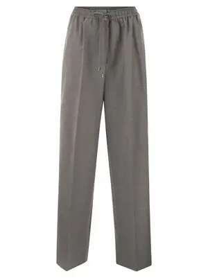 Sportmax Spxaceri Pure Virgin Wool Drawstring Trousers - Gray